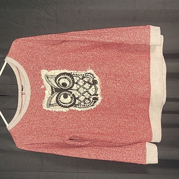 Sweaters | Terry Pullover Sweater Novelty Owl 3d Small Red And White Trim Womens Crew | Poshmark